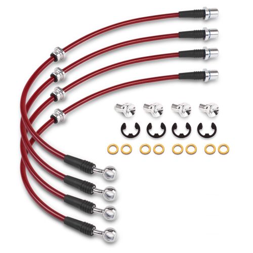 Brake Hydraulic Hose Kit-Front and Rear Stainless-Steel Brake Hose Line ...
